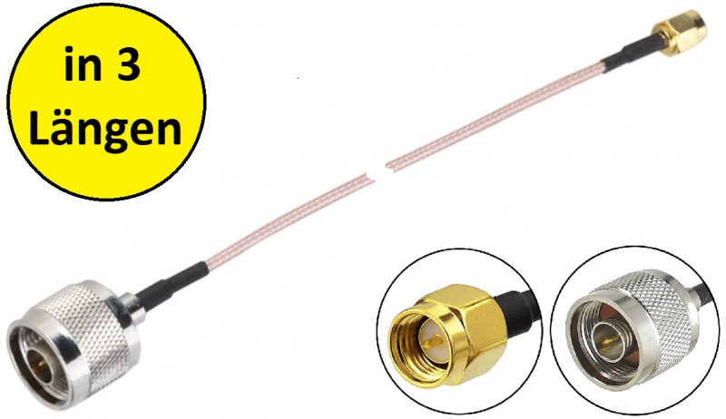 Koaxialkabel RG316-U mit 1 SMA- & 1 N-Stecker, 50 Ω - 60cm - Alex's ...